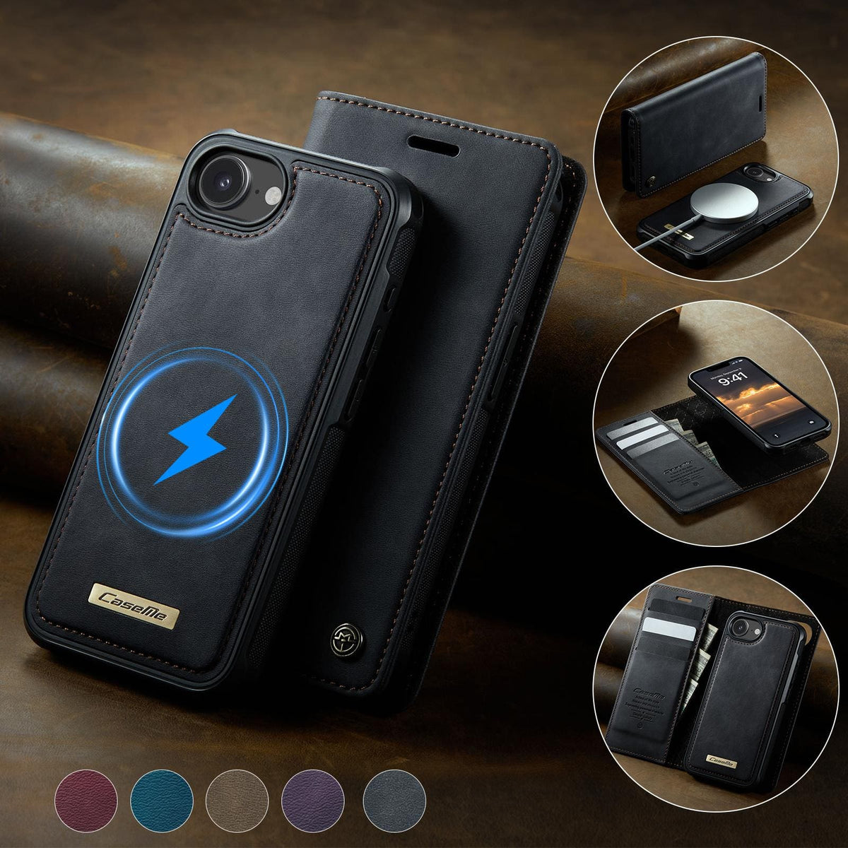 Apple iPhone 16 Pro CaseMe C49 Wallet Flip Cover RFID Protection Card ...