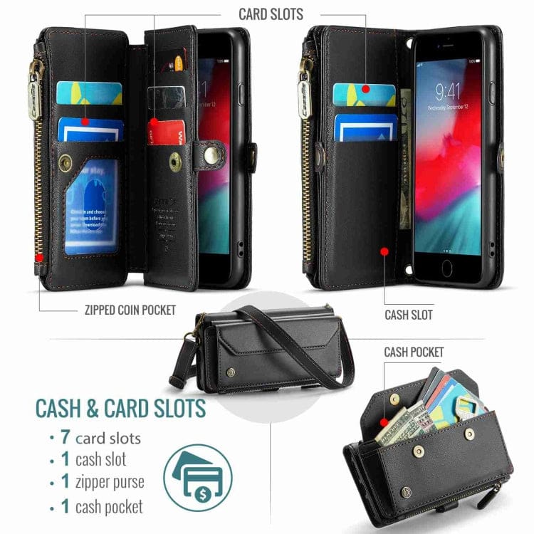 Apple iPhone 7 / 8 / SE CaseMe C36 Wallet 7 Card Slots Cash Pocket ...