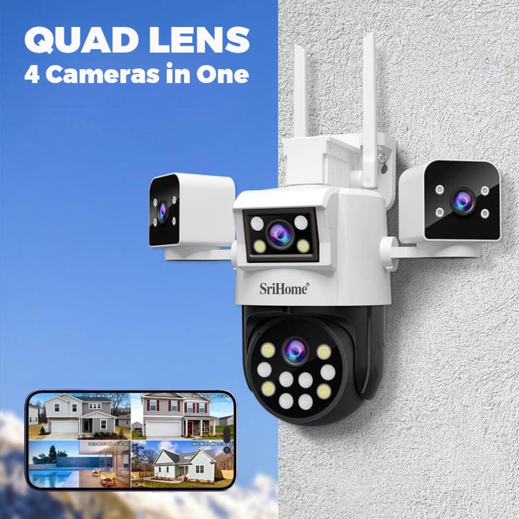 SriHome SH066 4-In-1 Quad Lens Wi-Fi Smart Security Camera Noco.co.nz ...