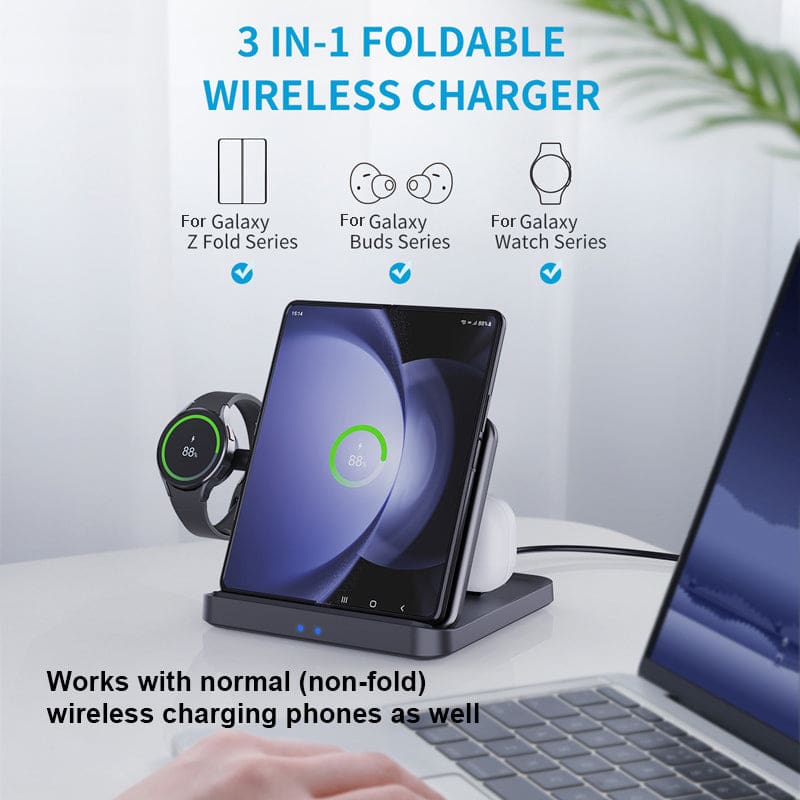 F16A Fold/Flip/Normal Phone 15W Wireless Charging Station Watch and ...