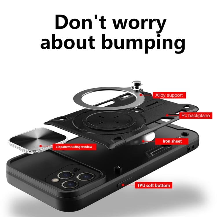 Apple iPhone 13 Pro Hybrid Camera Shield Rugged Ring Protective Cover ...