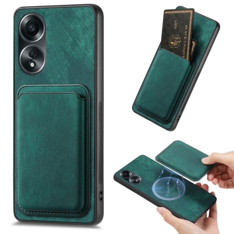 Oppo A58 4G Smooth Leather Magsafe Cover with Removable Card Wallet ...
