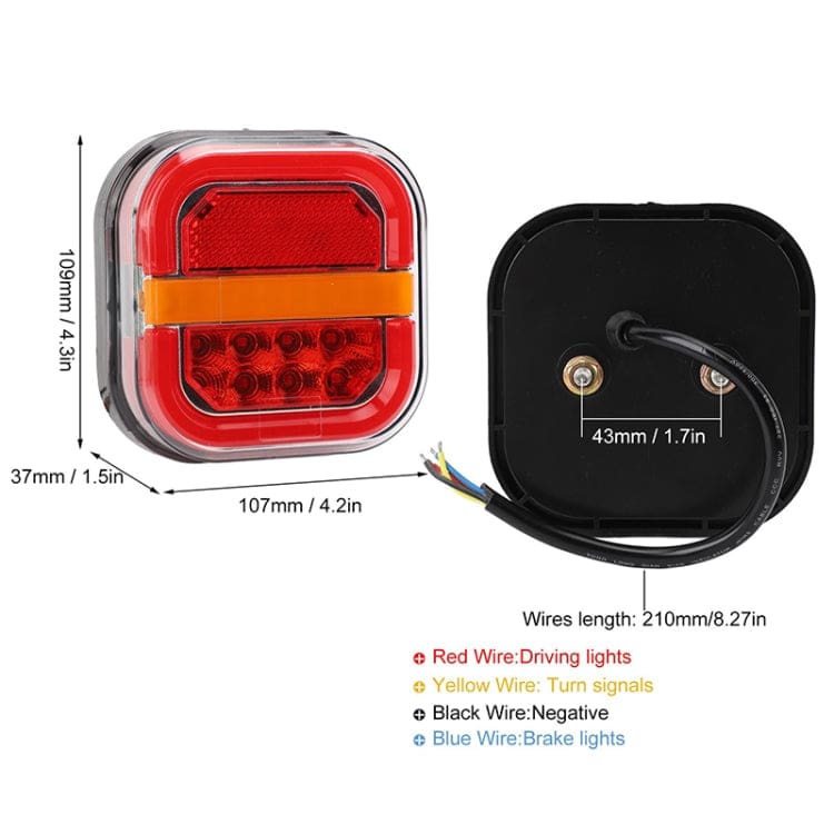 [2 Pack] 28 LED Square 12V/24V Tail Light Set Sequential Indicators ...
