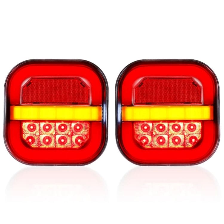 [2 Pack] 28 LED Square 12V/24V Tail Light Set Sequential Indicators ...
