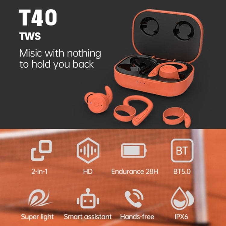T&G T40 TWS Bluetooth Wireless Sports Earphones - IPX6 Rated Over Ear ...