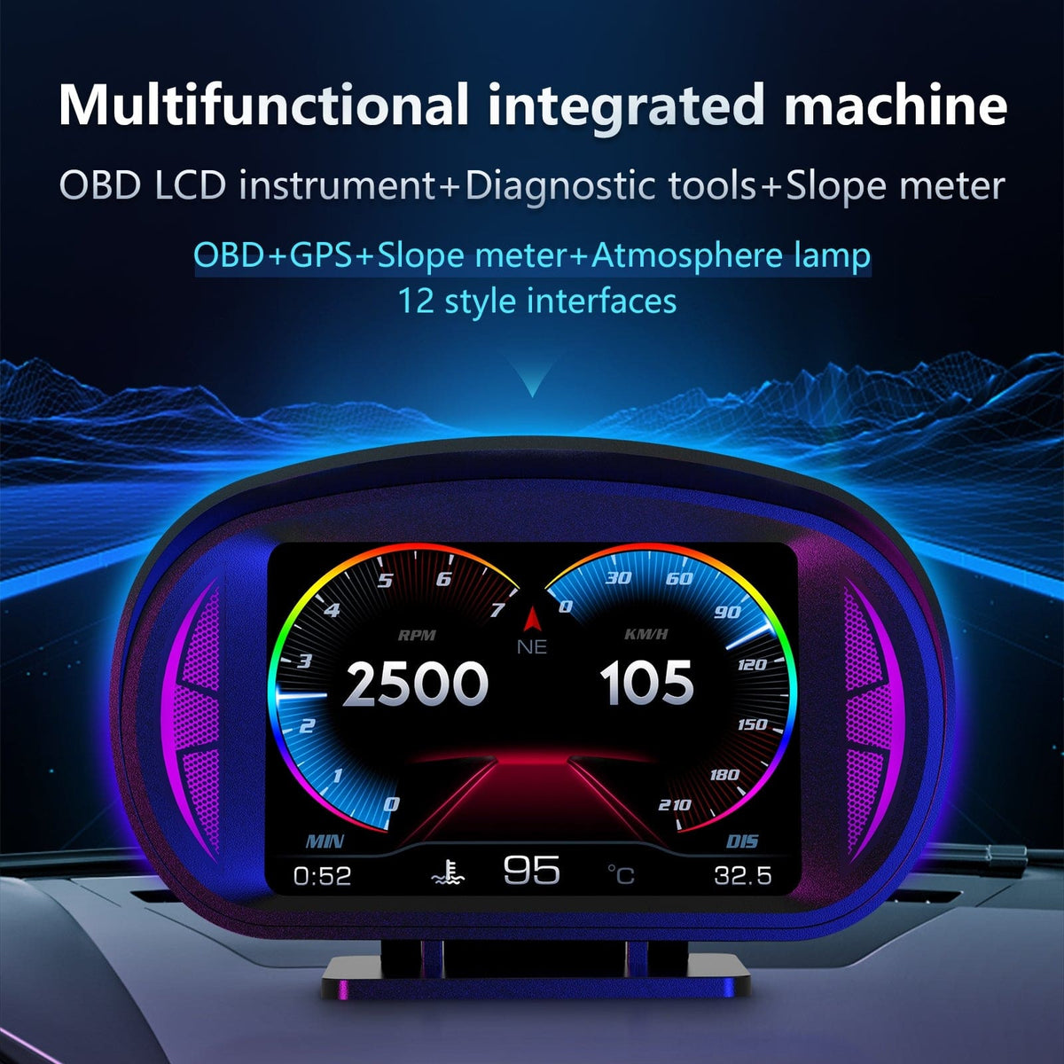 P2 OBD GPS Multifunction Vehicle HUD Display Ambient Light Noco.co.nz ...