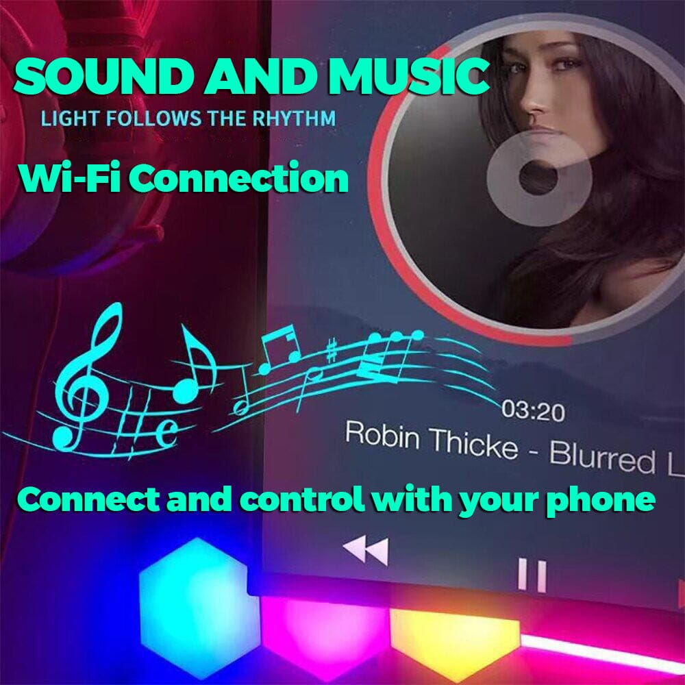 Symphony LED Ambient Light Tiles Wi-Fi App Control Multiple Patterns 12 ...