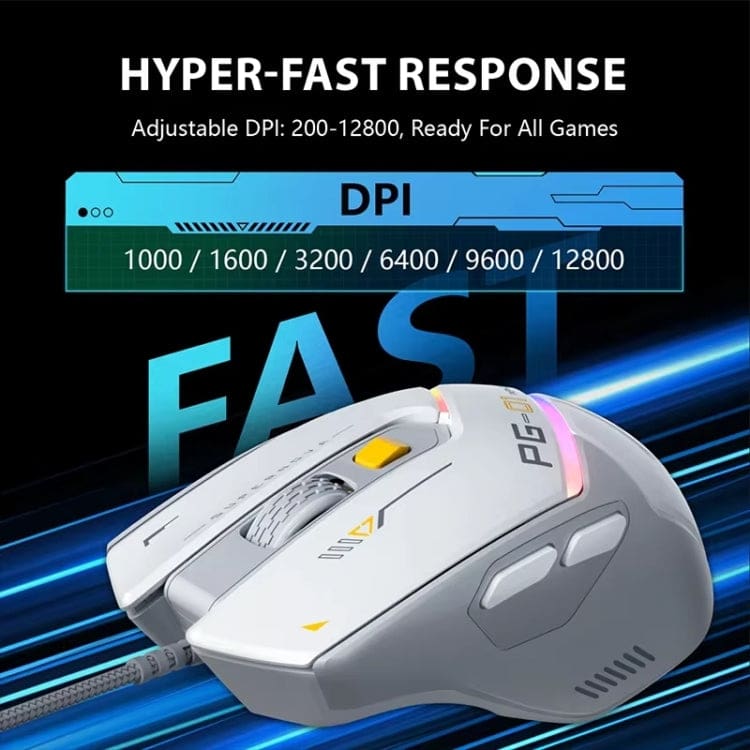 inphic PG1 Wired USB 12800 DPI Optical Mouse Macro Software LED ...