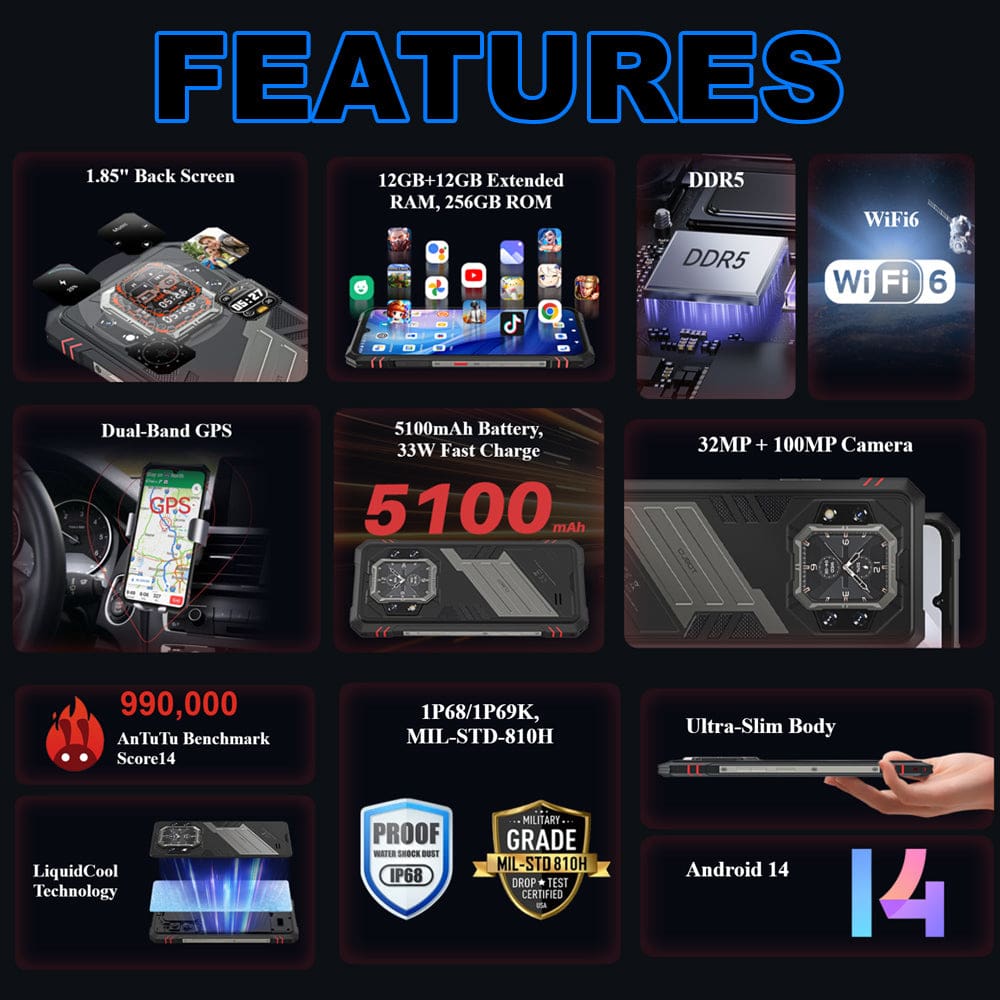 Cubot KingKong Star 2 Rugged 5G Dimensity 8200 Dual Display 12GB RAM + 256GB Noco.co.nz – NOCO