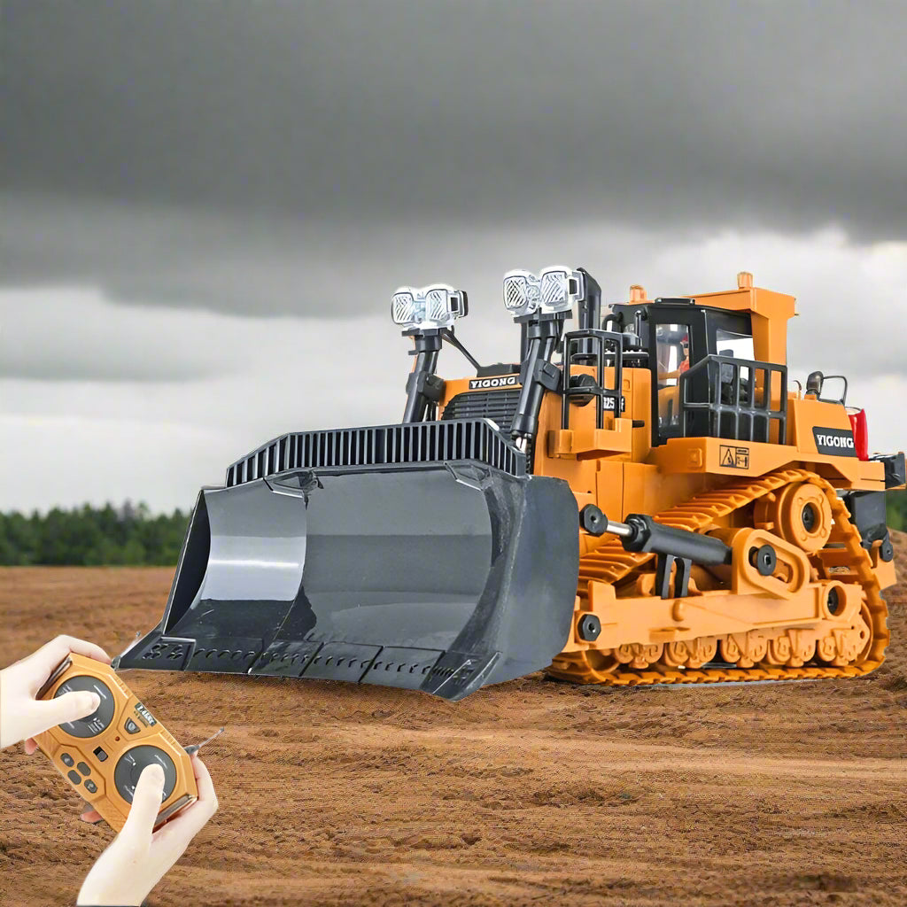 NC-258B RC Bulldozer Metal Blade Engine Sounds Headlights Rubber Tracks ...