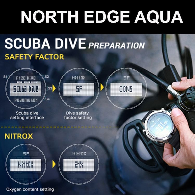 NORTH EDGE AQUA 100m Scuba Dive Watch - Dive Functions Altimeter ...