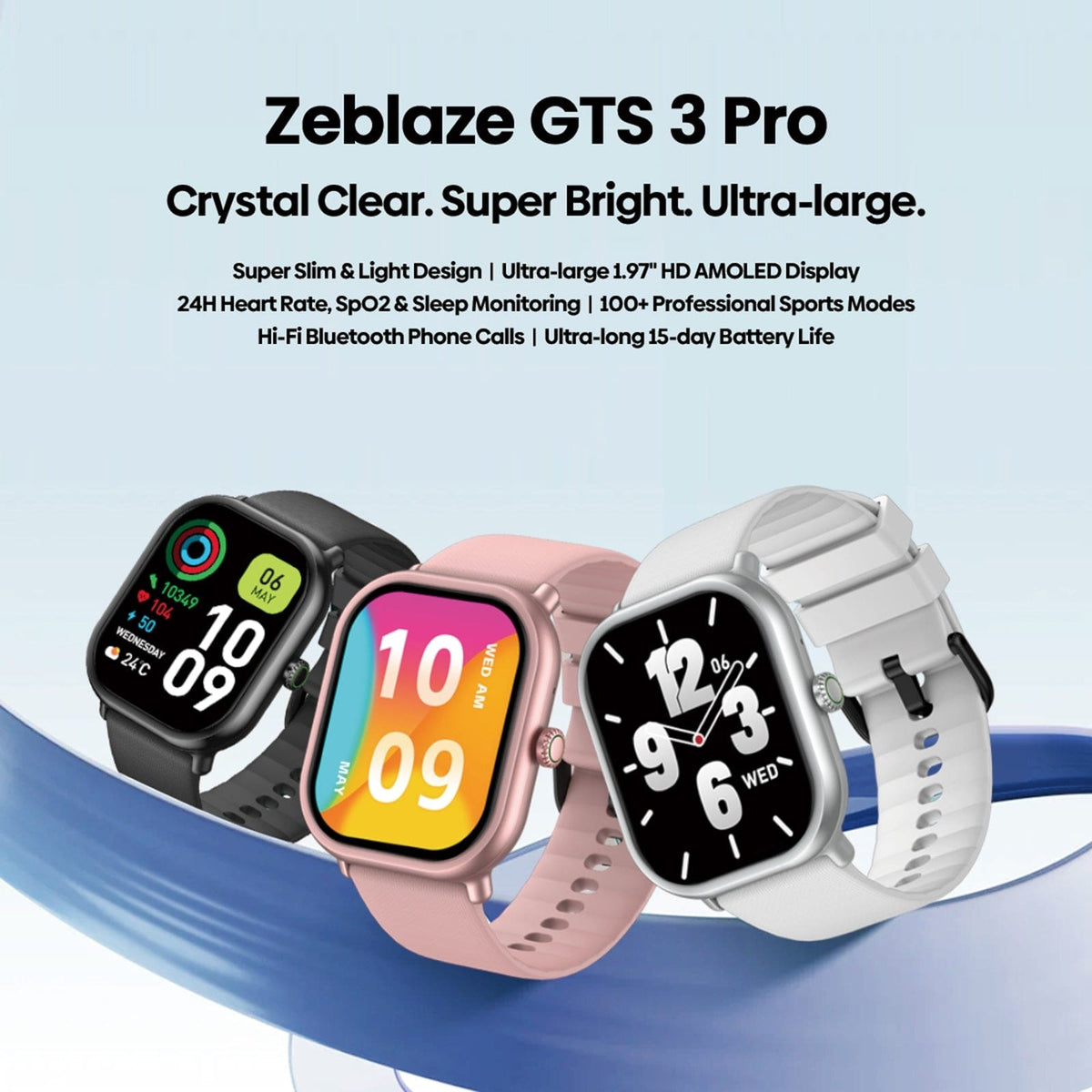 Zeblaze GTS 3 Pro Smart Watch 1.97" AMOLED Display Voice Calls Sports ...