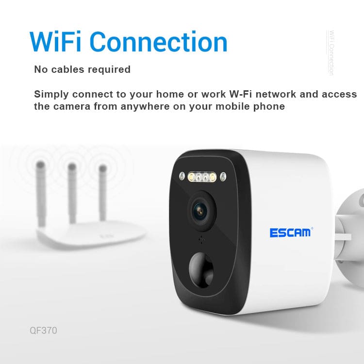 ESCAM QF370 WiFi 3MP Solar Powered Battery Outdoor Security Camera App ...