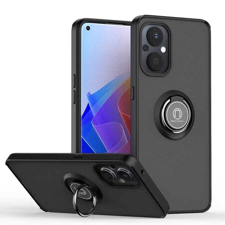 Oppo A36 4G A76 4G A96 4G - Q-Shadow Rear Cover Rotating Pull-Out Ring ...