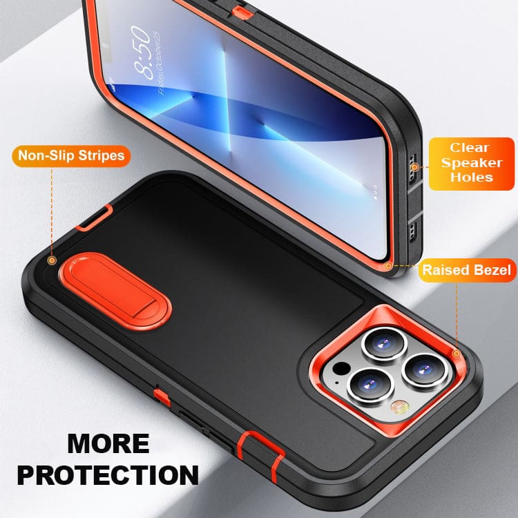 Apple iPhone 14 PRO - Triple Defense Rugged Cover 3 Layer Pop-Out Stand ...